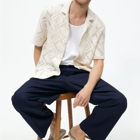 Zara | Shirts | Zara Crochet Textured Shirt | Poshmark